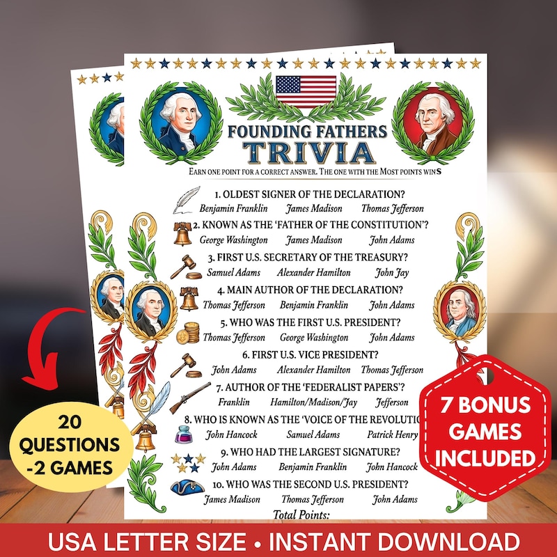 Founding Fathers Games - Etsy