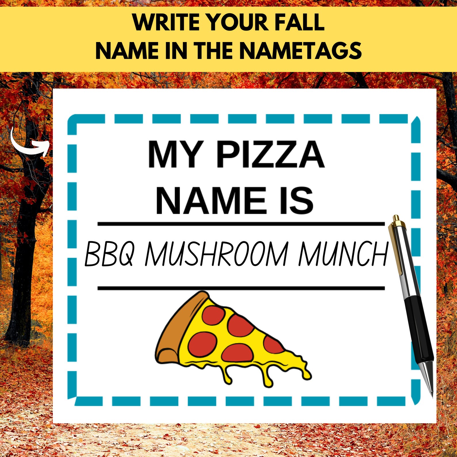 What's Your Pizza Name Game With Sign & Nametag, Birthday Party Name ...