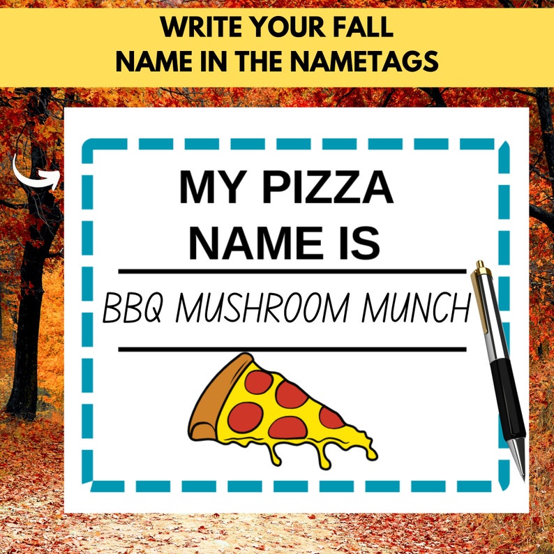 What's Your Pizza Name Game With Sign & Nametag, Birthday Party Name ...