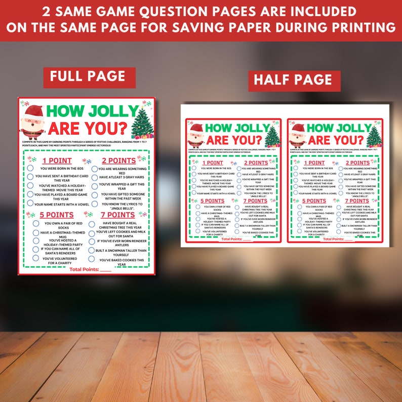 Christmas Party Game|how Jolly Are You?|holiday Party Family Printable ...