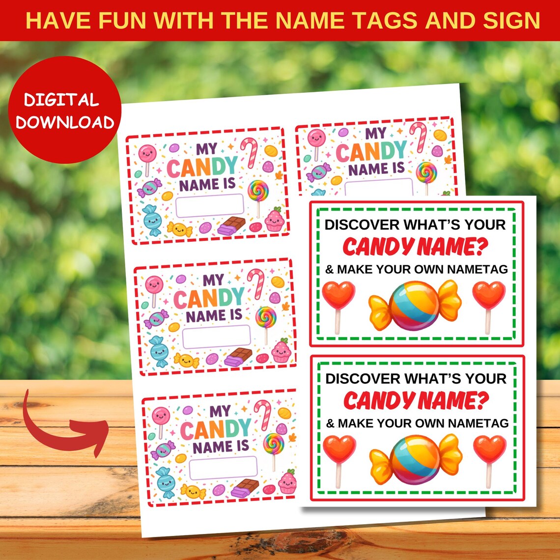 What's Your Candy Name Game With Nametags & Sign,birthday Party Game ...