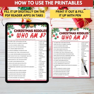 Christmas Riddles Who Am I Game for Kids & Adult|christmas Party ...