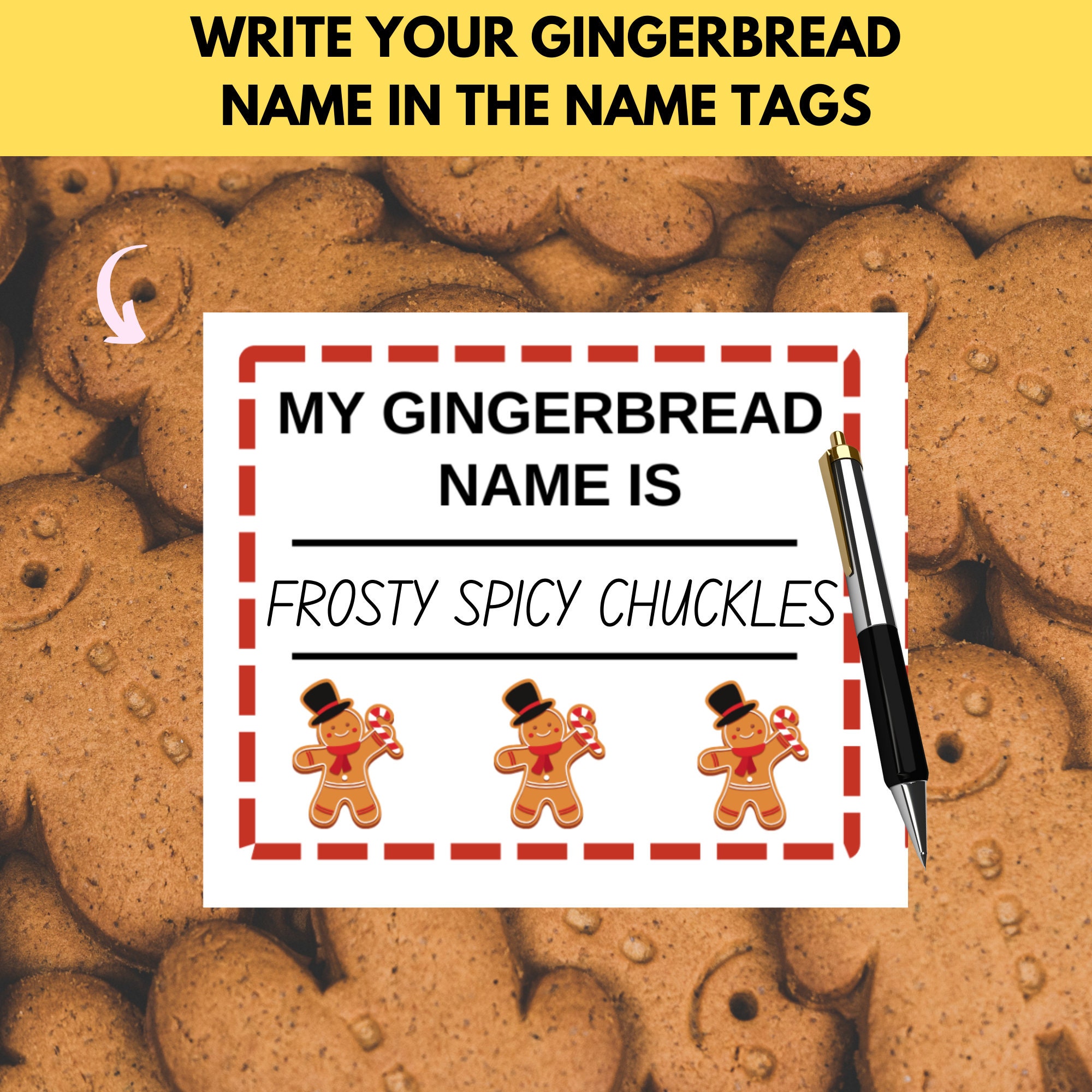 What's Your Gingerbread Name Game With Nametag & Sign|gingerbread ...