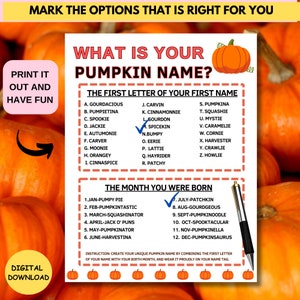 What's Your Pumpkin Name Game With Nametags|halloween Party Game ...