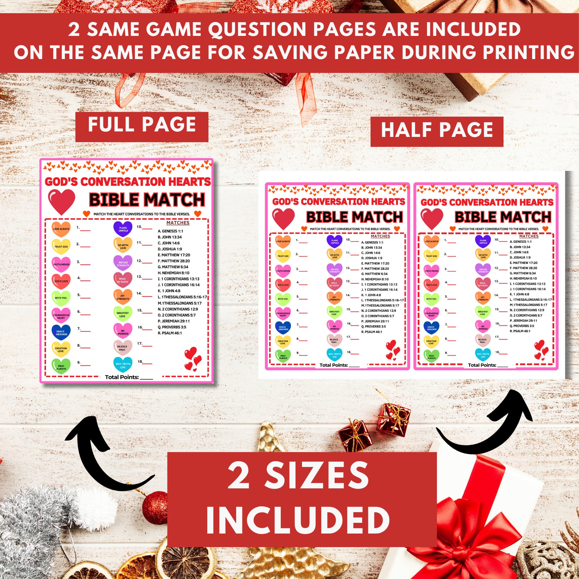 God's Conversation Hearts Bible Match Game|valentine's Day Bible Party ...