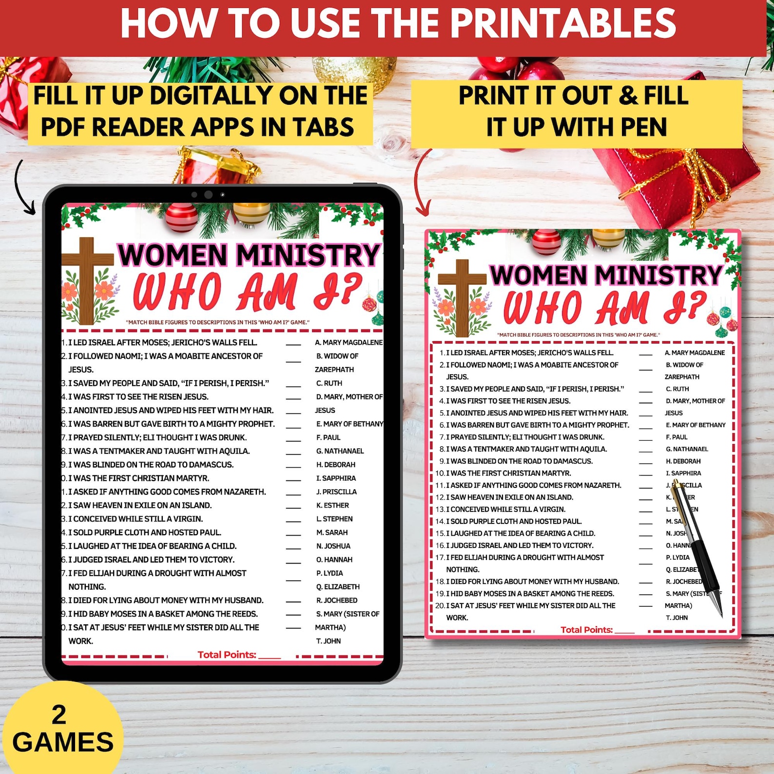 Bible Who Am I Riddle Game|christmas Bible Study Party Activity|church ...