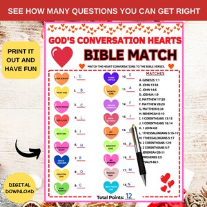 God's Conversation Hearts Bible Match Game|valentine's Day Bible Party ...