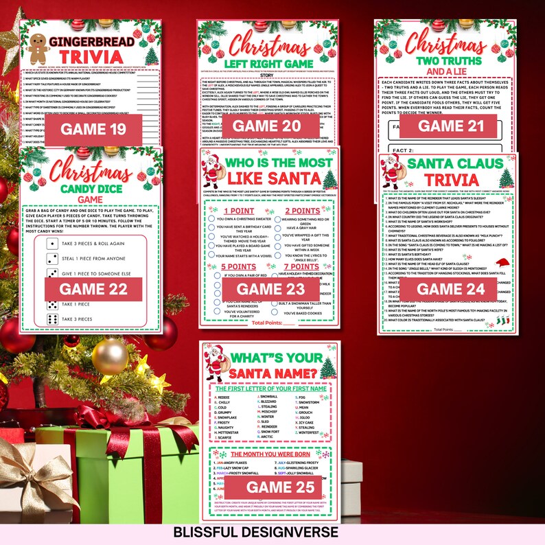 25 Christmas Party Printable Games Bundle|christmas Trivia+quiz for ...