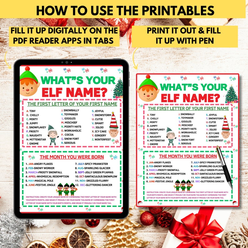 What's Your Elf Name Game With Name Tags & Sign|elf Name Generator ...