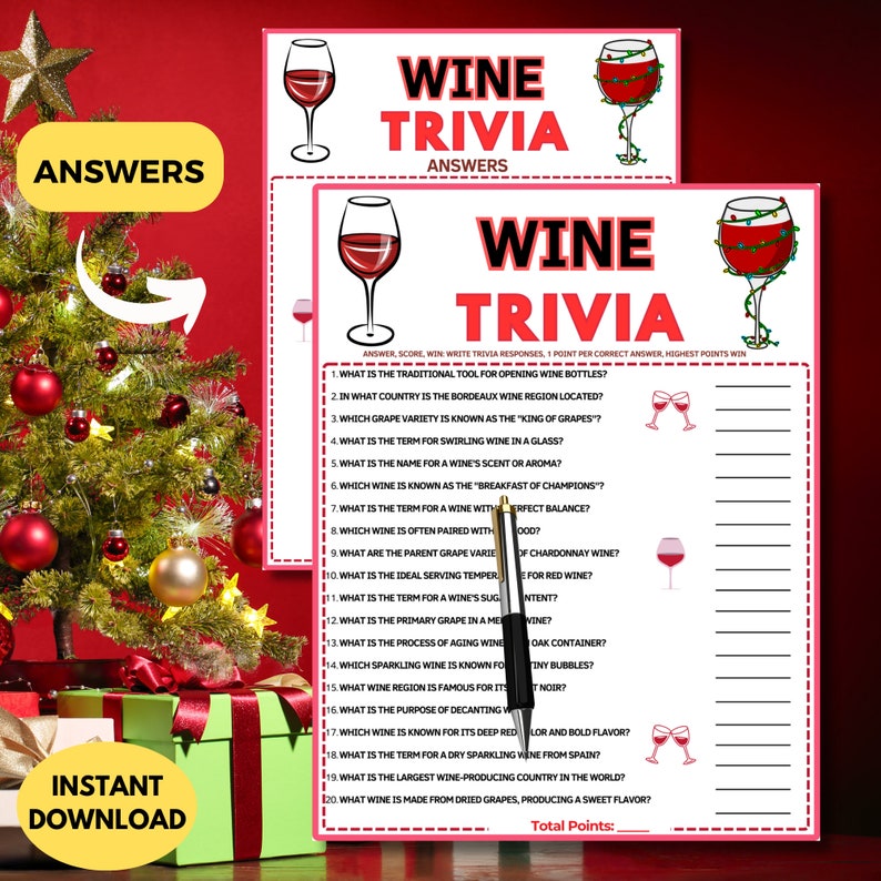 Wine Trivia Party Game|fun Wine-themed Printable Trivia |girls Night ...