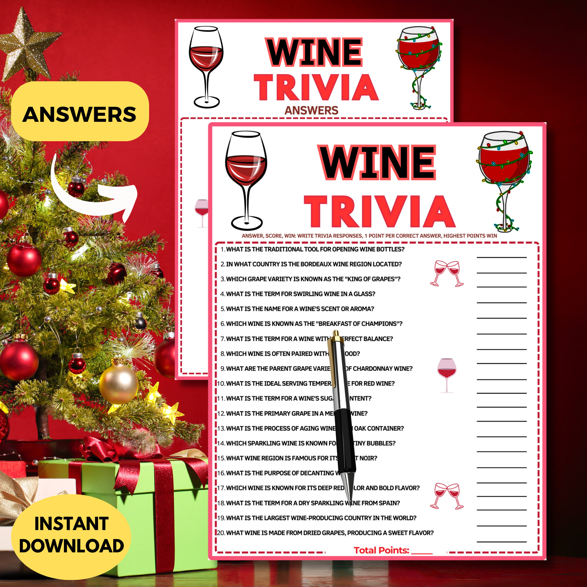 Wine Trivia Party Game|fun Wine-themed Printable Trivia |girls Night ...