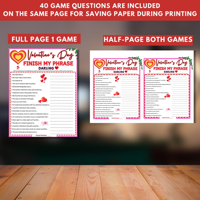 Valentine's Day Finish My Phrase Game|couple Valentines Party Printable ...
