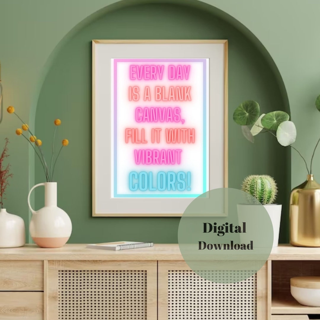 Colorfull Life Motto Wall Art - Etsy