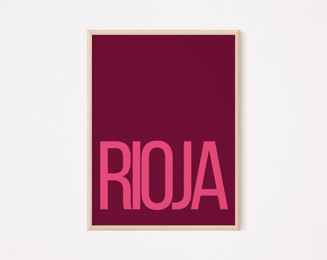 Rioja Digital Art Print, Bold Typography, Pink and Red, Instant ...