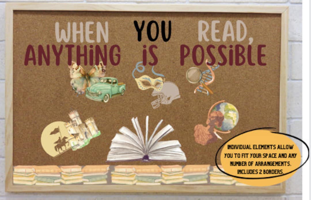 Reading Bulletin Board Kit Printable Color Print Classroom Library ...