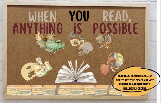 Reading Bulletin Board Kit Printable Color Print Classroom Library ...