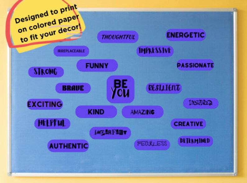 Be You Bulletin Board Kit Printable Color Print or Black and White ...
