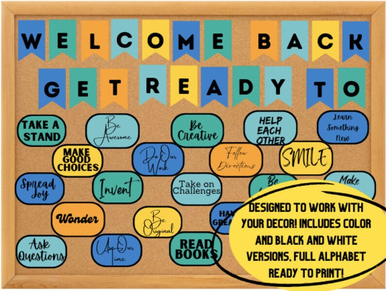 Welcome Bulletin Board Kit Printable Color Print or Colored Paper First ...