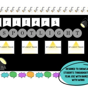 Writers Spotlight Bulletin Board Kit Printable - Language Arts Class ...