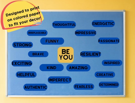 Be You Bulletin Board Kit Printable Color Print or Black and White ...