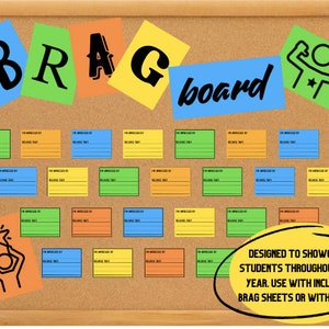 Brag Board Bulletin Board Kit Printable - Multiple Fonts - Etsy