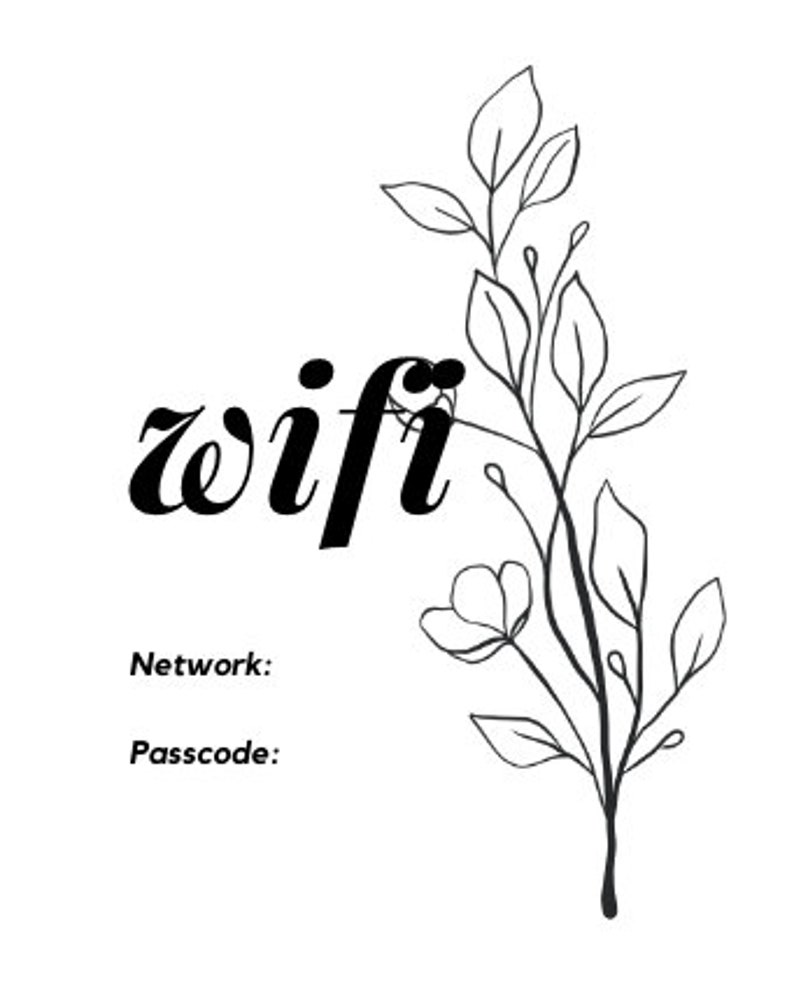 Wifi Sign Printable - Minimalist Decor - Great for Rental Air BNB Guest ...