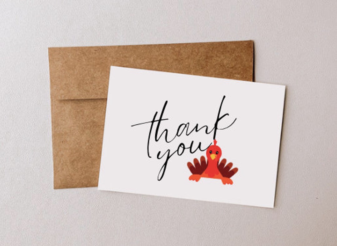 Thank You Card Printable - Thanksgiving - Turkey - Holidays - Party ...