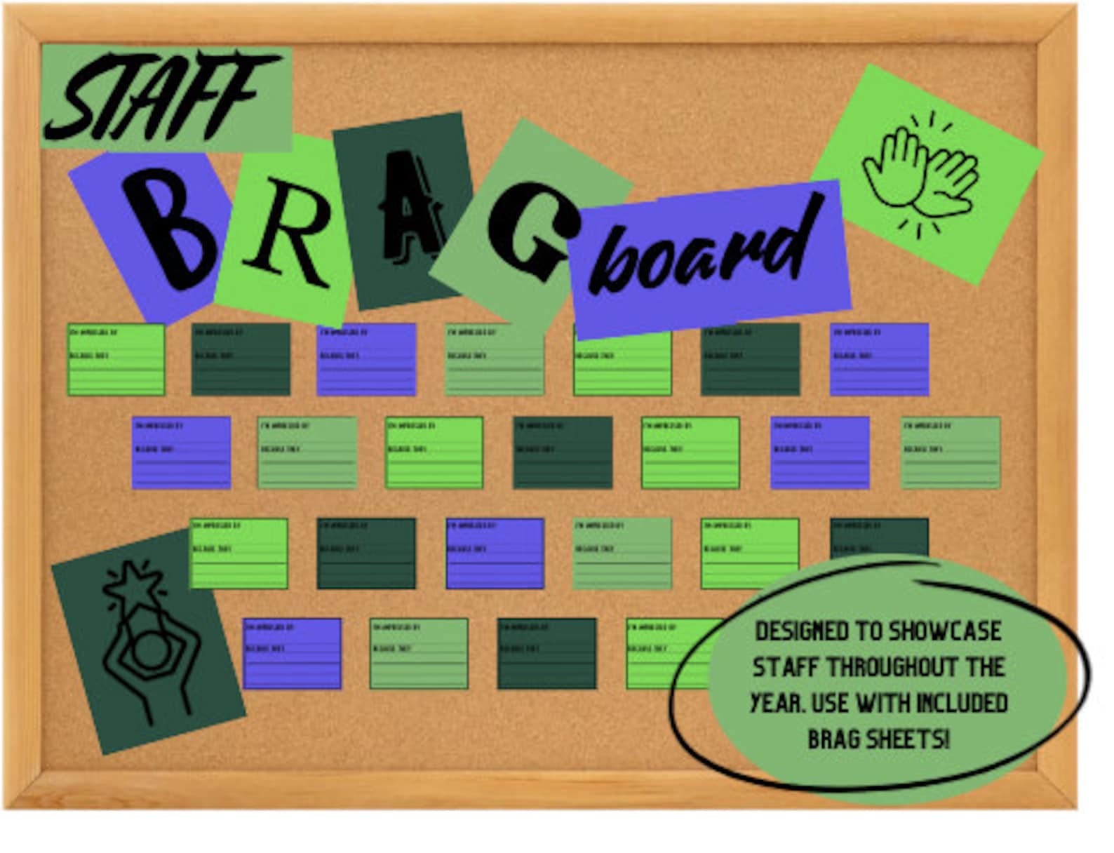 Staff Brag Board Bulletin Board Kit Printable - Multiple Fonts - Etsy