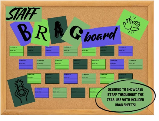 Staff Brag Board Bulletin Board Kit Printable - Multiple Fonts - Etsy