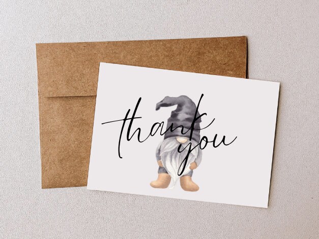 Gnome Thank You Card Printable - Party - Gift - Etsy