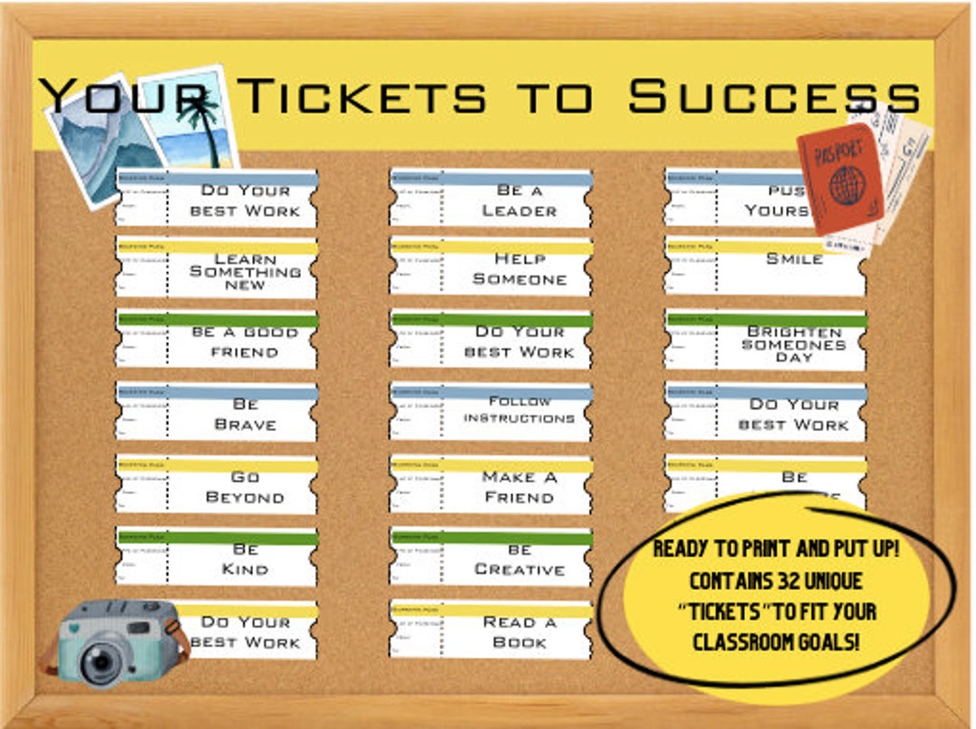 Ticket to Success Bulletin Board Kit Printable - Etsy UK