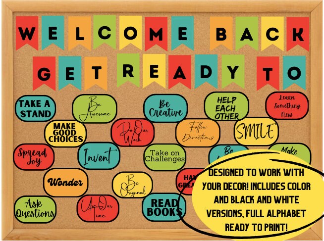 Welcome Bulletin Board Kit Printable Color Print or Colored Paper First ...