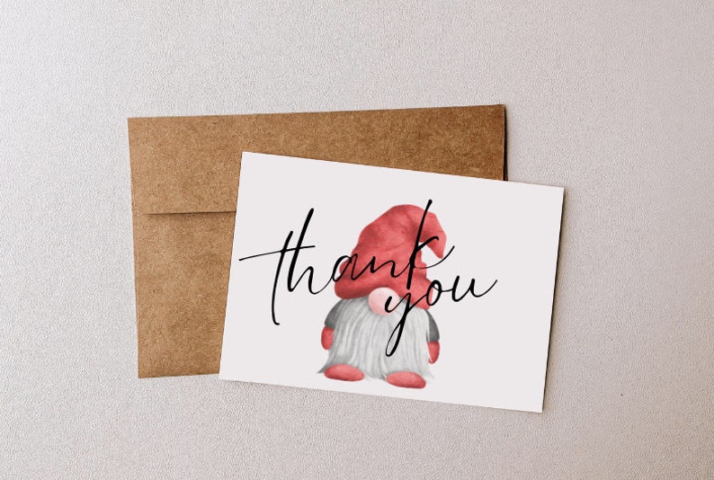 Gnome Thank You Card Printable - Party - Gift - Etsy