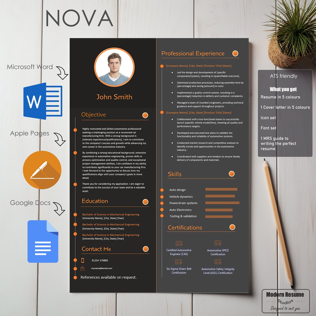 Nova Professional Resume Template - Etsy Australia