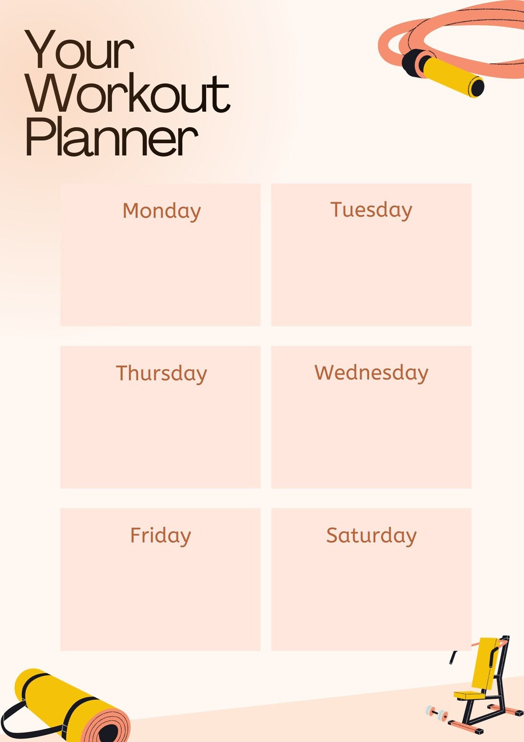 Digital Fitness Planner Weekly Workout Planner Printable 7 - Etsy