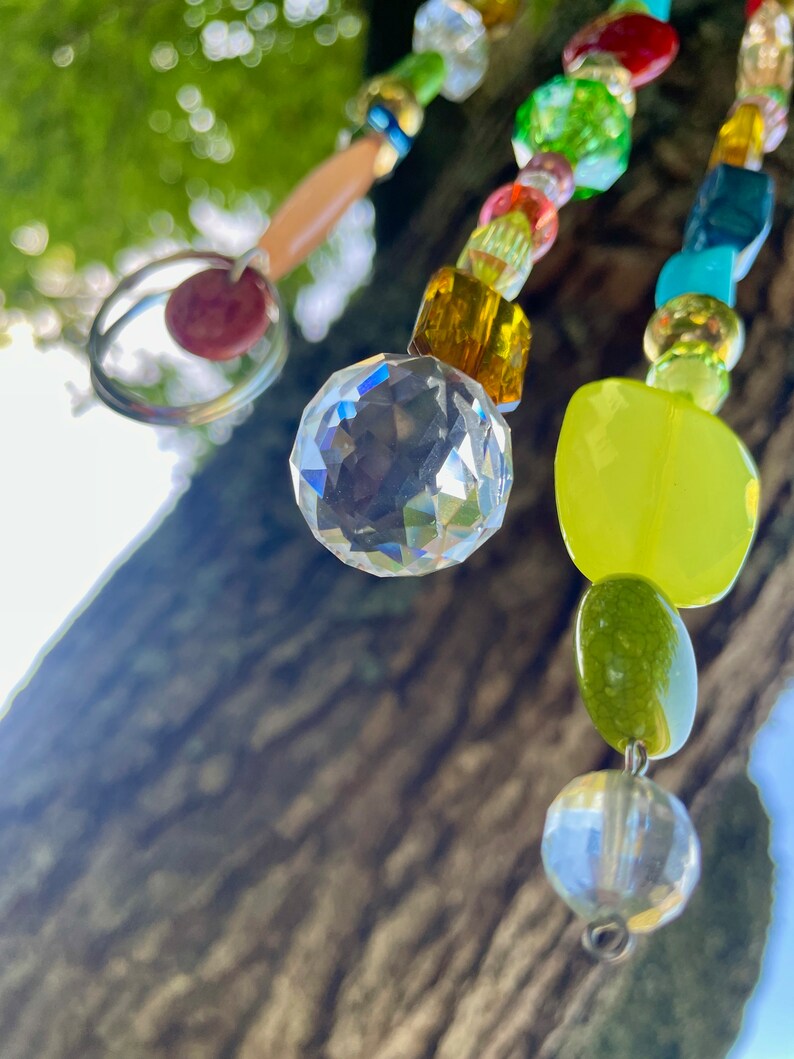 Rainbow Beaded Suncatcher Boho Chic Sparkly - Etsy
