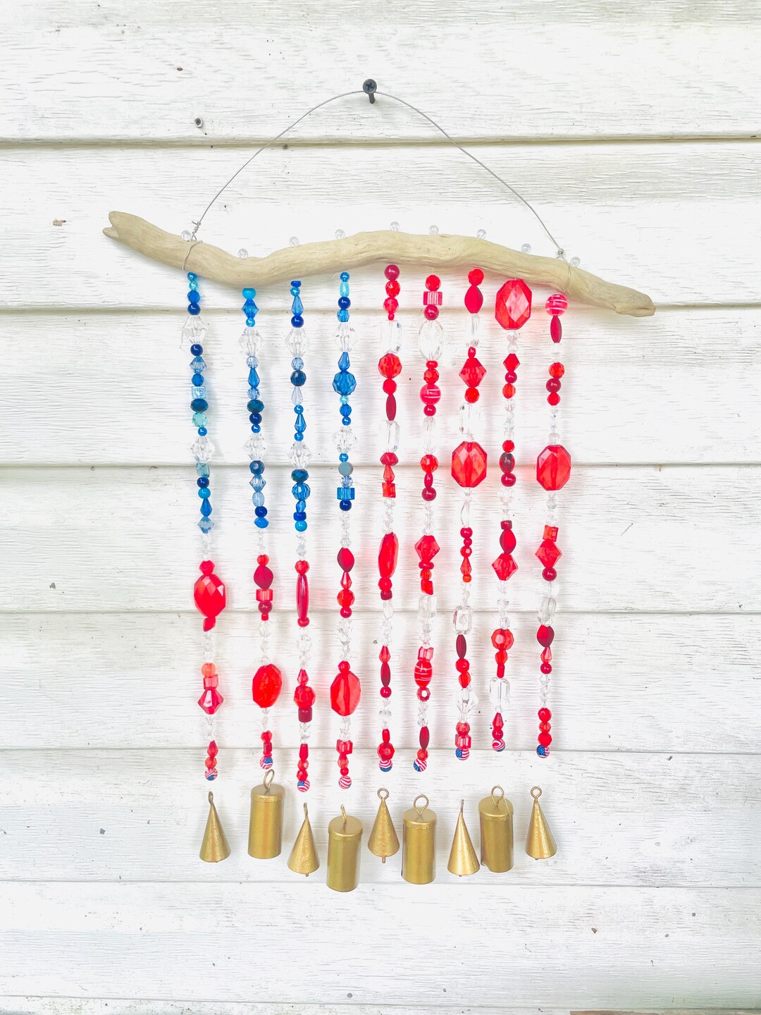 American Flag Crystal beaded Suncatcher Windchime Chic Sparkle - Etsy
