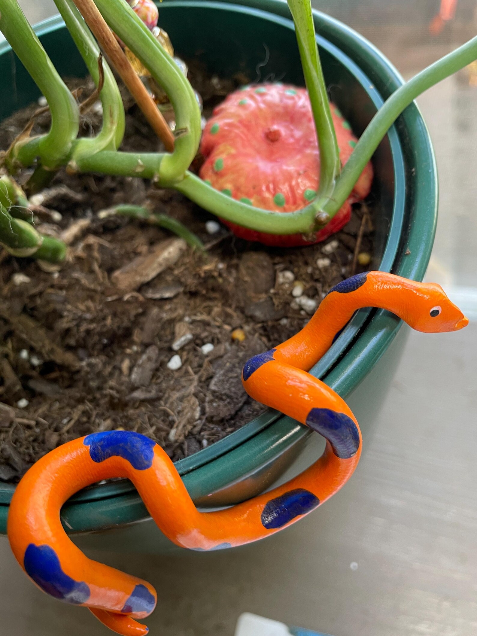 Clay Snake Flower Pot Decor, Houseplants , Polymer Clay, Potted Plants ...