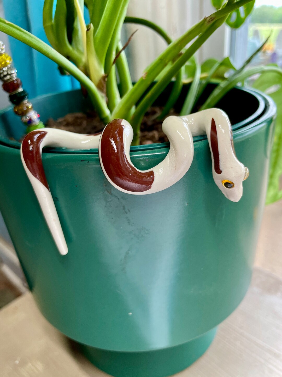 Snake Flower Pot Decor, Real Eyes, Houseplants , Polymer Clay, Potted ...