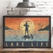 Vintage LAKE LIFE Sunset Paddleboarding Sign, Retro Lake Signs for Lake ...