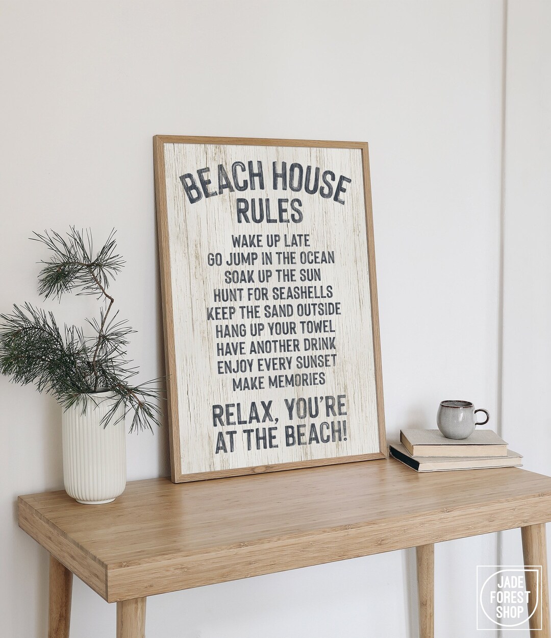 Vintage BEACH HOUSE RULES Print, Hale Navy on White, Painted Words on ...