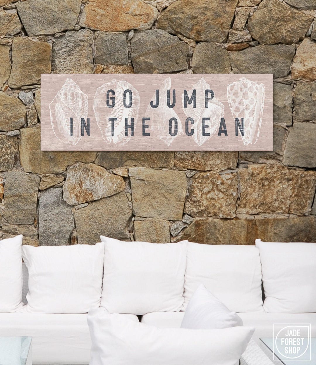 Blush Pink Coastal Canvas Sign - 'go Jump in the Ocean' Quote - Etsy