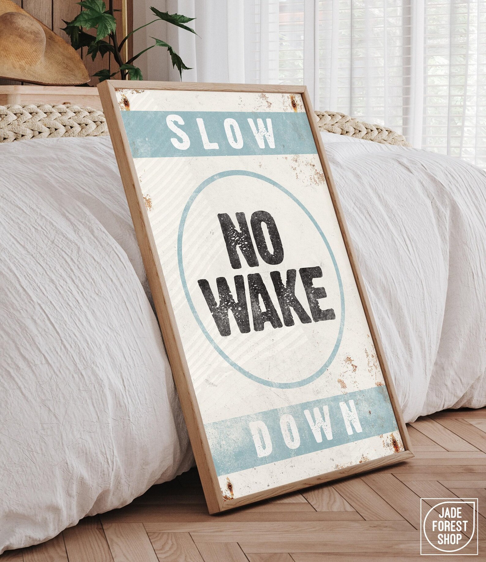 Rustic NO WAKE Posters, Retro Nautical Decor, Unique Gift for Boater ...