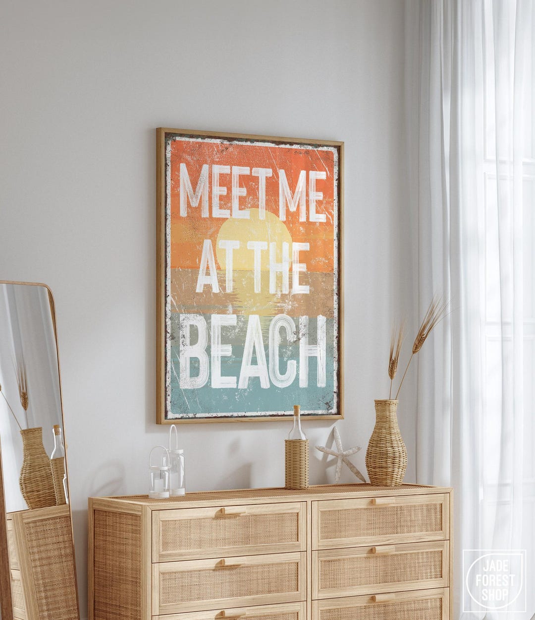 Beach Wall Sign: Vintage Sunset Scene - Indoor Outdoor Coastal Art - Etsy