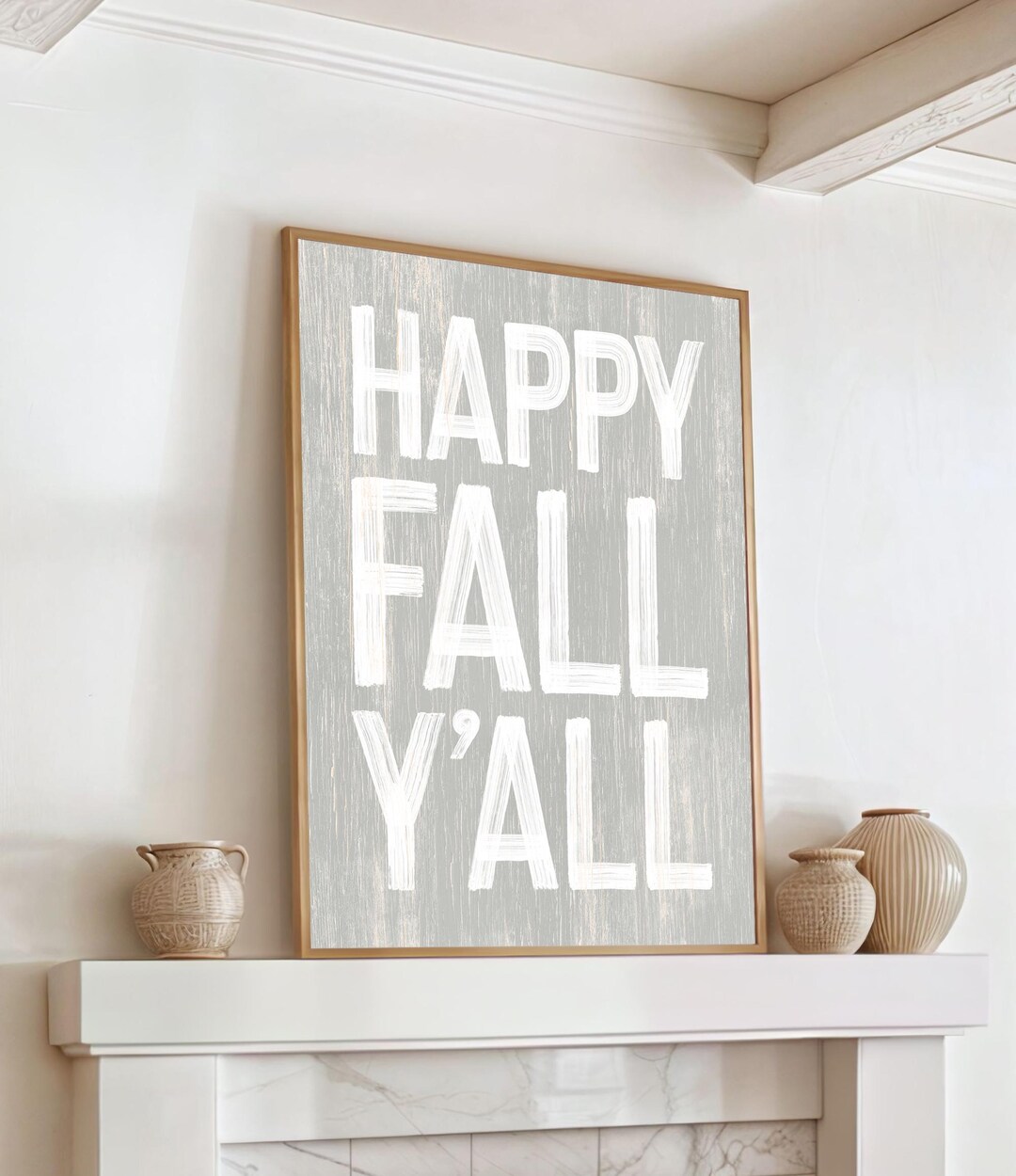 Happy Fall Yall Poster, Extra Large Fall Wall Decor, Framed Fall Decor ...