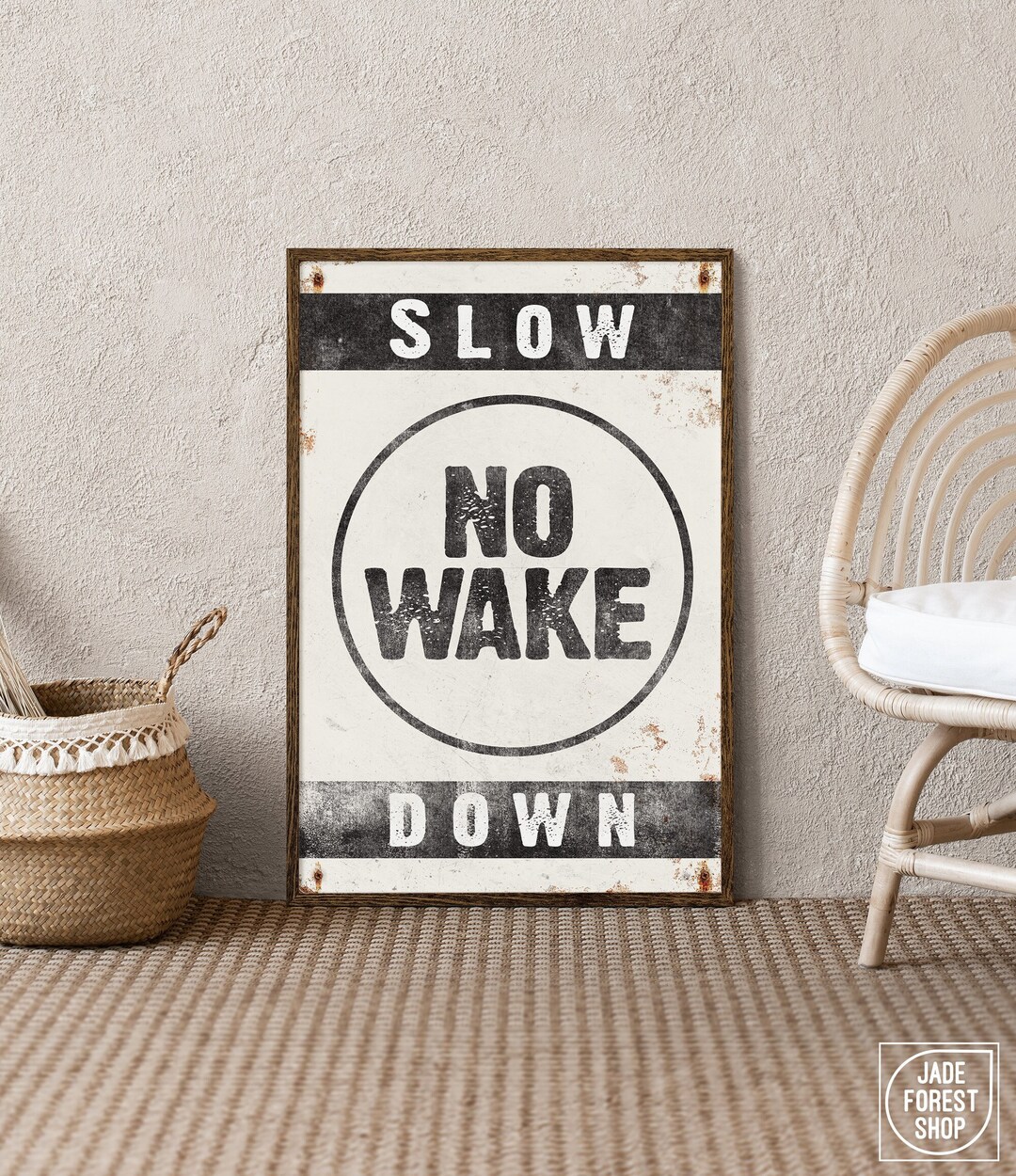 Vintage NO WAKE Posters, Retro Nautical Decor, Unique Gift for Boater ...