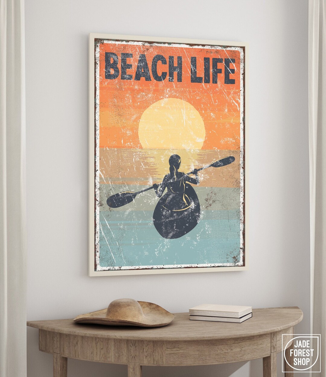 Vintage beach Life Sign Sunset Accent KAYAKING - Etsy