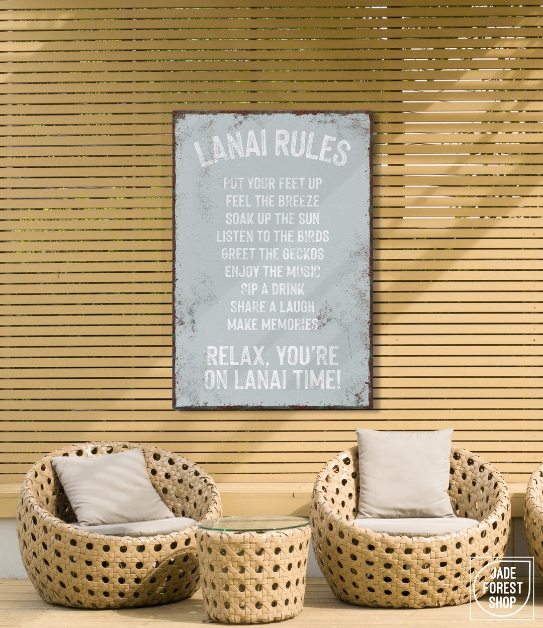 Vintage LANAI WALL DECOR, Lanai Rules Sign in Smoke Gray, Lanai Gift ...
