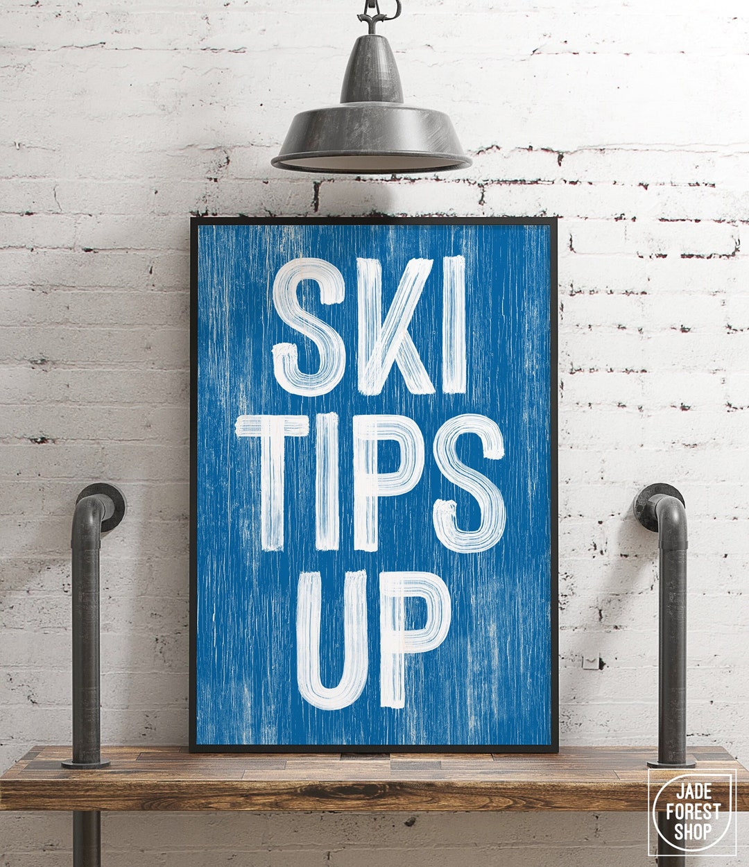 SKI TIPS UP Farmhouse Sign in Bright Blue, Cozy Winter Home Decor ...