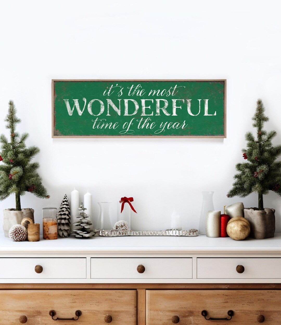 Holiday Wall Decor: Green Christmas Sign ('most Wonderful Time') - Etsy